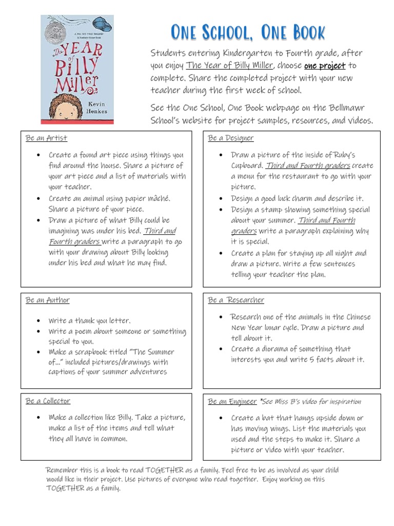 The Year of Billy Miller Project Sheet 2020 | PDF