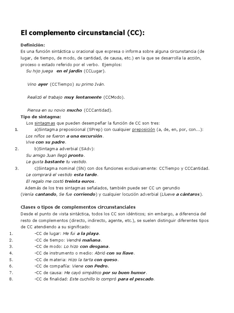 Análisis completo de la función sintáctica del complemento ...