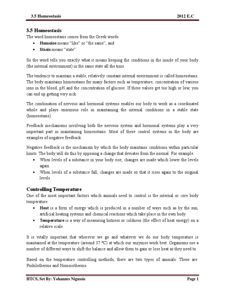 G-10 Biology, 3.5 Homeostasis | PDF | Homeostasis | Liver