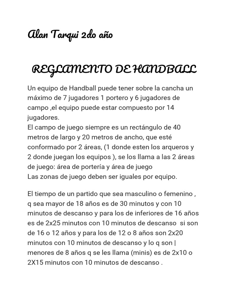 Reglamento de Handball