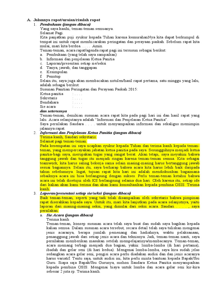 Panduan Penulisan Notulen Rapat | PDF