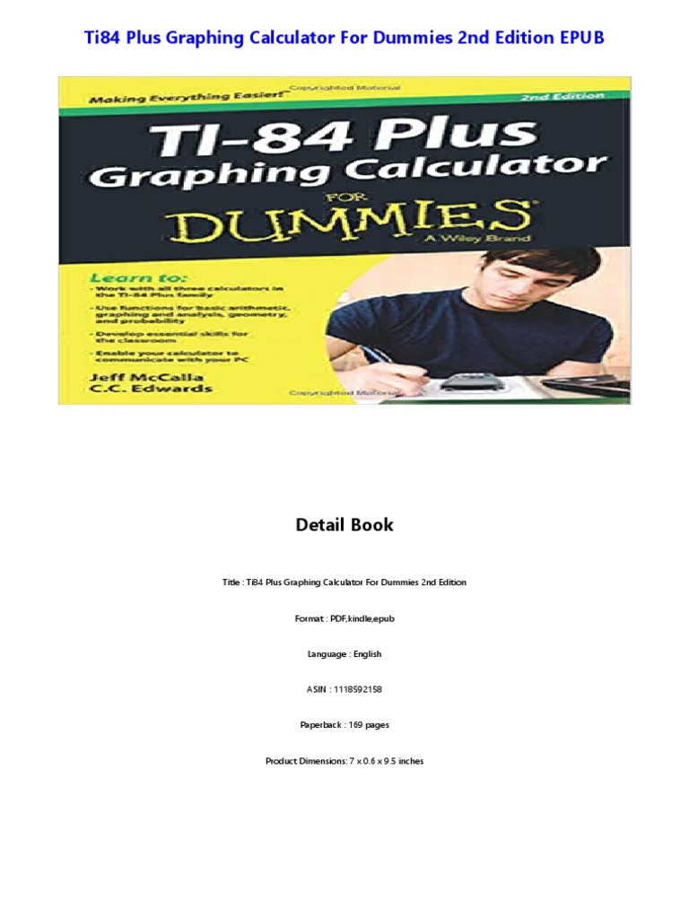Ti84 Plus Graphing Calculator For Dummies 2nd Edition | PDF | Games ...