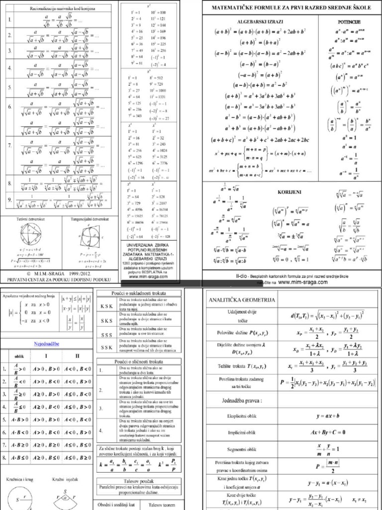Matematika Formule | PDF