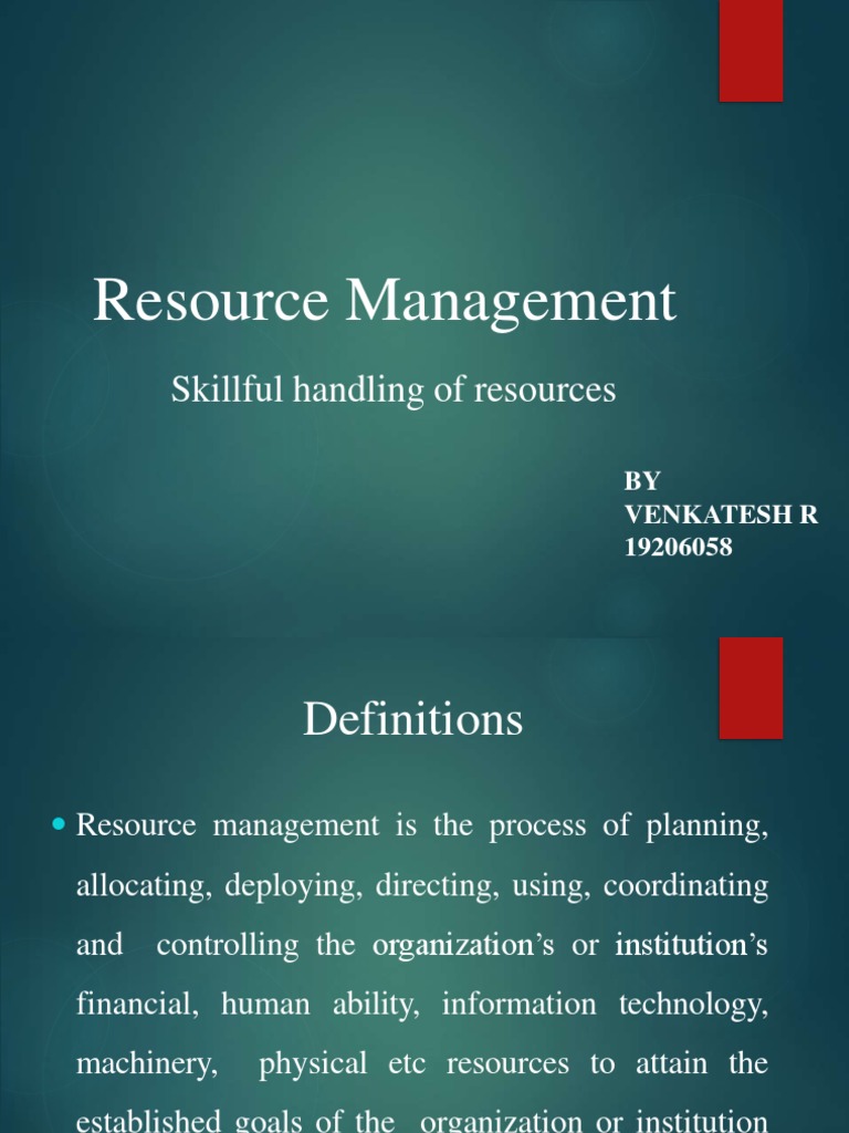 Resource Management: Skillful Handling of Resources | PDF | Resource ...