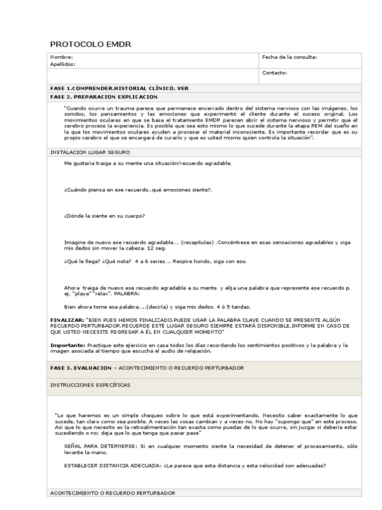 Protocolo Emdr | PDF | Las emociones | Mente