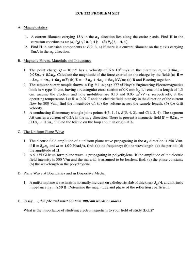 ECE222 Problem Set | PDF