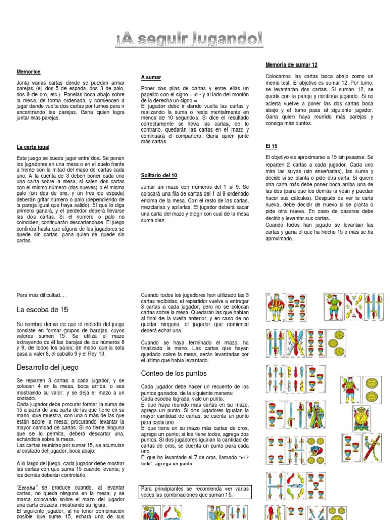 Juegos Con Cartas Españolas PDF | PDF | Juegos de azar | Juegos de cartas