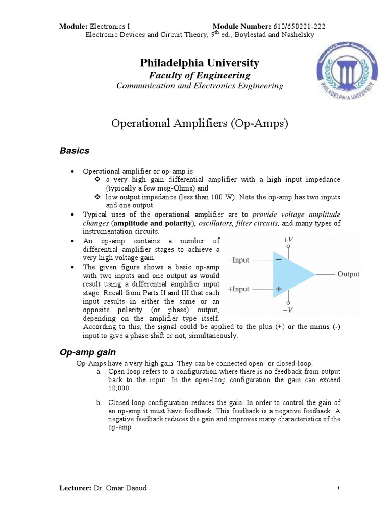 Op-Amp as Constant-Gain Multiplier | PDF | Operational Amplifier ...