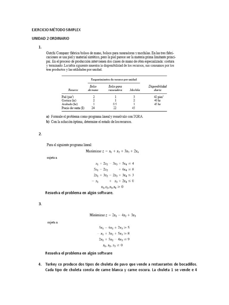 Ejercicios Método Simplex | PDF