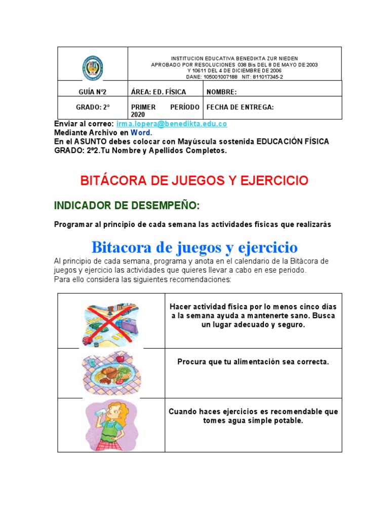 Guía Nº2 de Educación Física. Grado 2º. 2020. | PDF | Educación Física ...