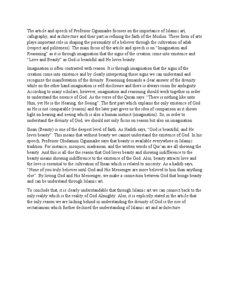 Reflection Paper 2 | PDF | God | Prophets And Messengers In Islam