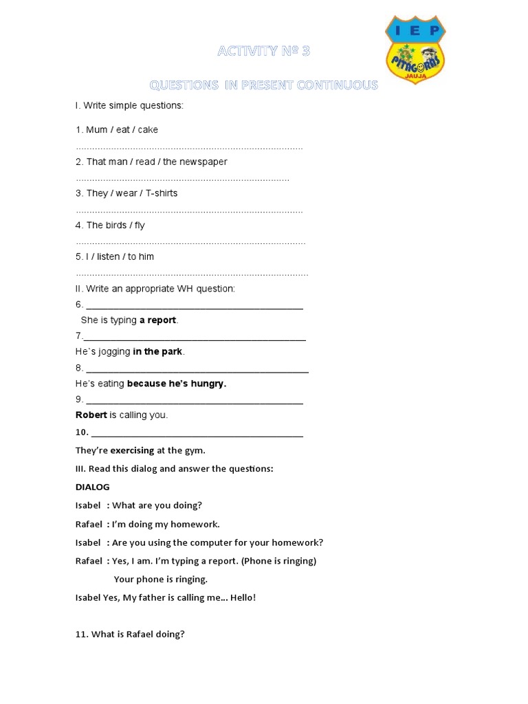Practicing Present Continuous Questions: Exercises to Improve ...