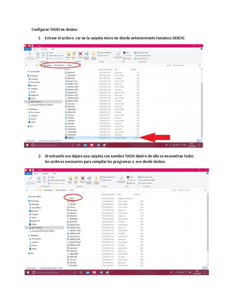 Configurar TASM en DOSBox fácilmente | PDF
