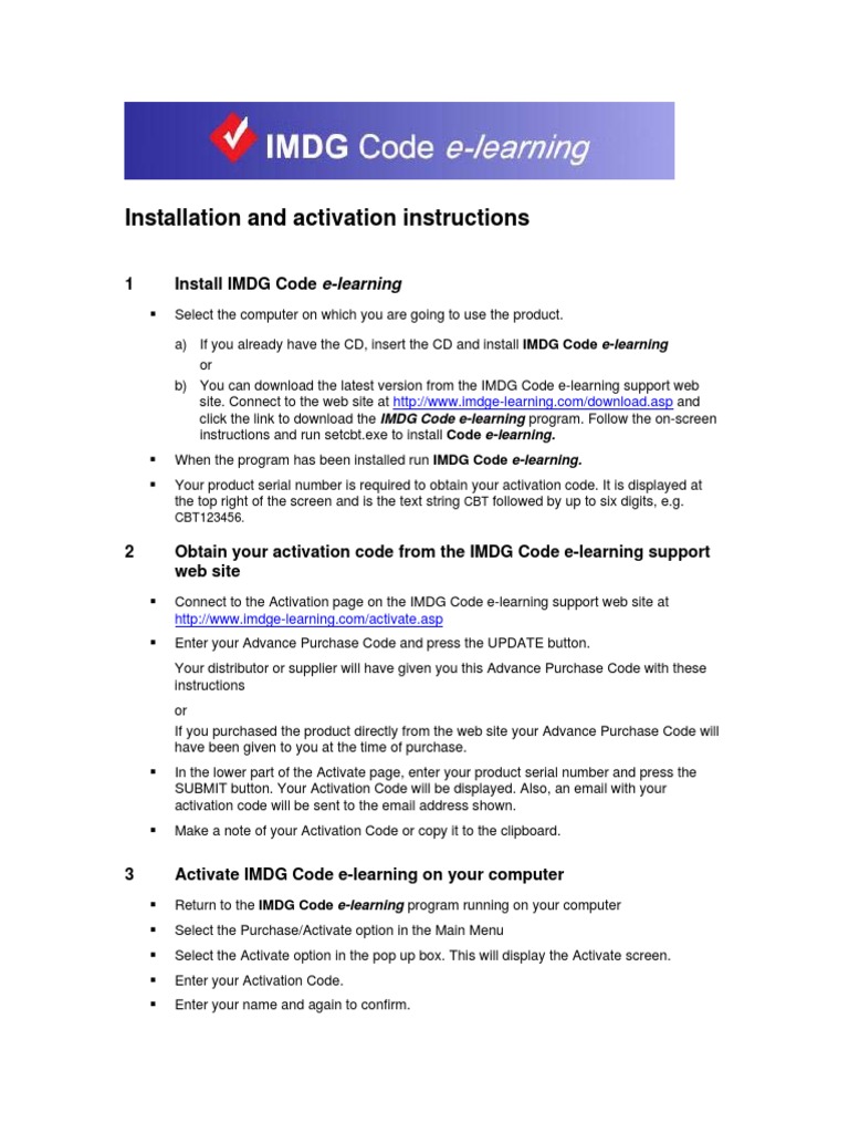 IMDG Code E-Learning Activation Instructions | PDF | Educational ... IMDG Code E-Learning Activation Instructions | PDF | Educational ...