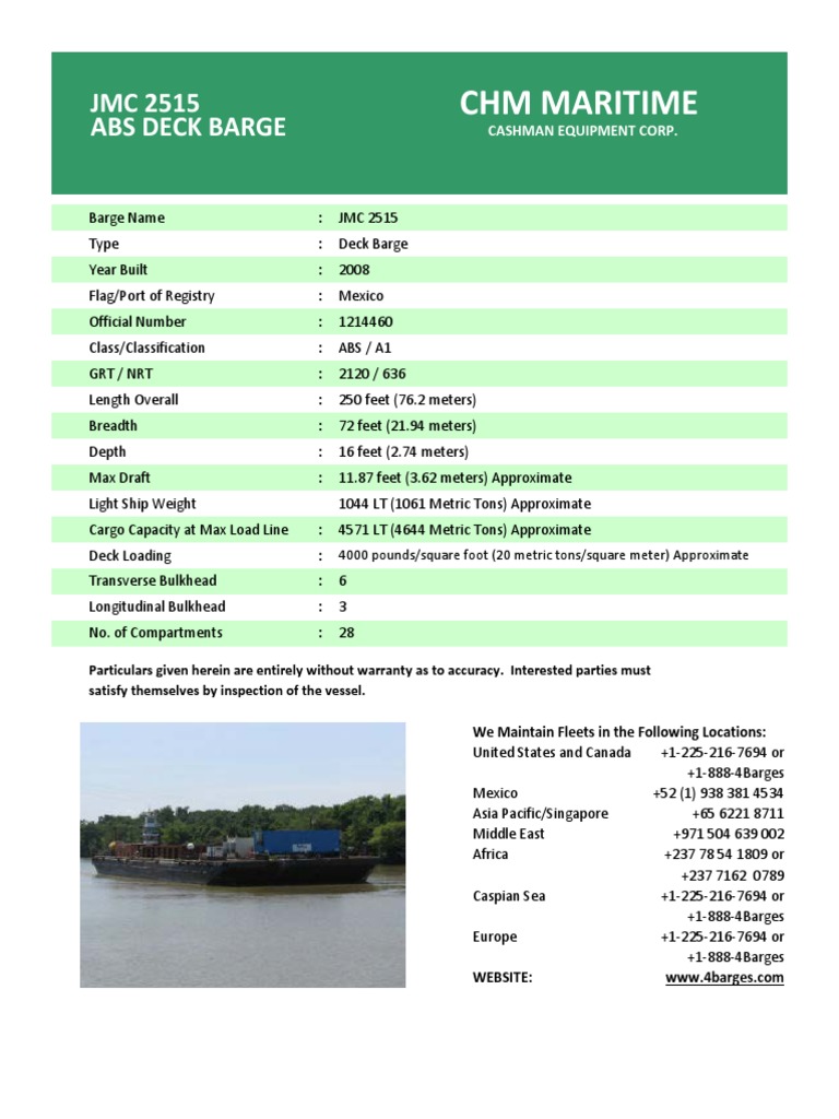 JMC 2515 Spec Sheet | PDF | Water Transport | Ships