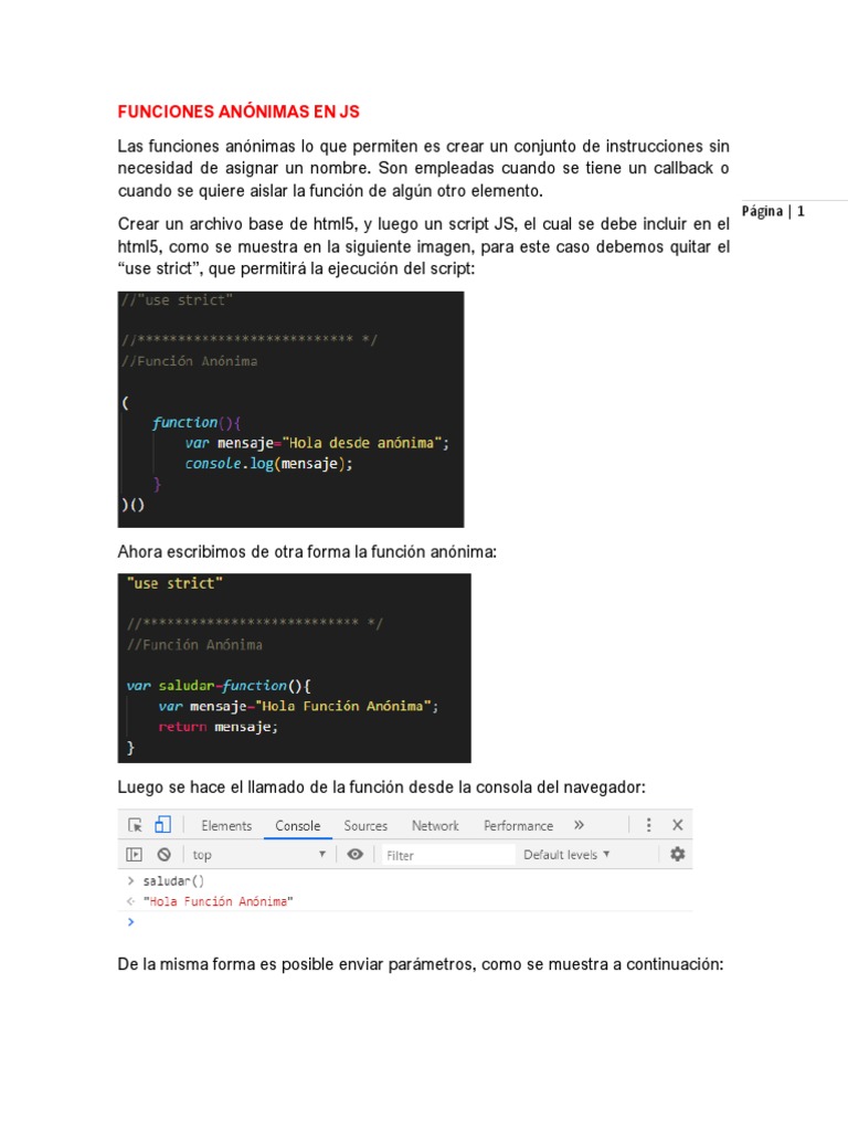 Funciones Anónimas en JS | PDF | Ingeniería de software | Programación de computadoras