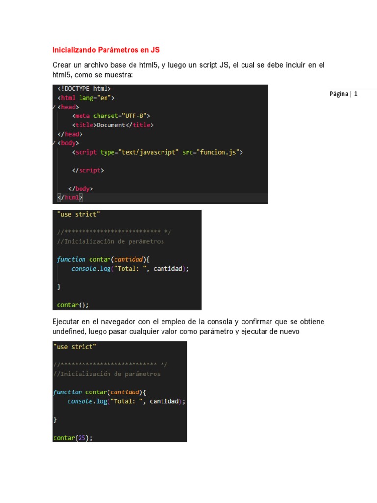 Inicializando Parámetros en JS | PDF | Programación de computadoras | Informática