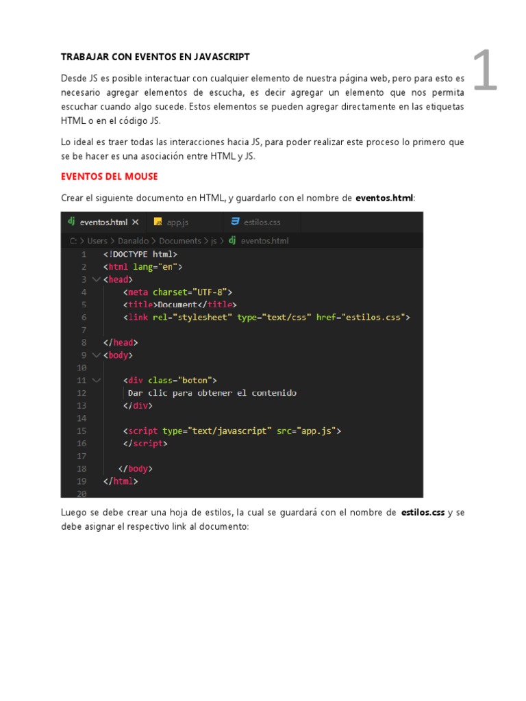 Eventos En Javascript Guía Práctica Pdf Html Script Java 0744