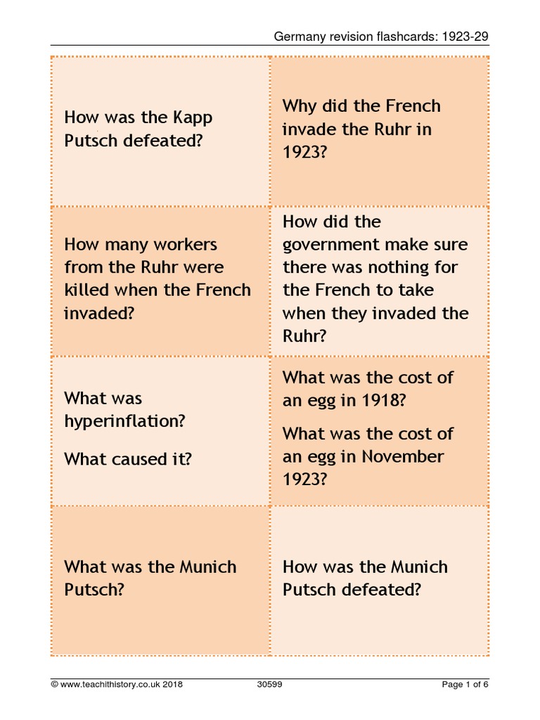 Germany Revision Flashcards 1923 29 | PDF | Weimar Republic | World War ...