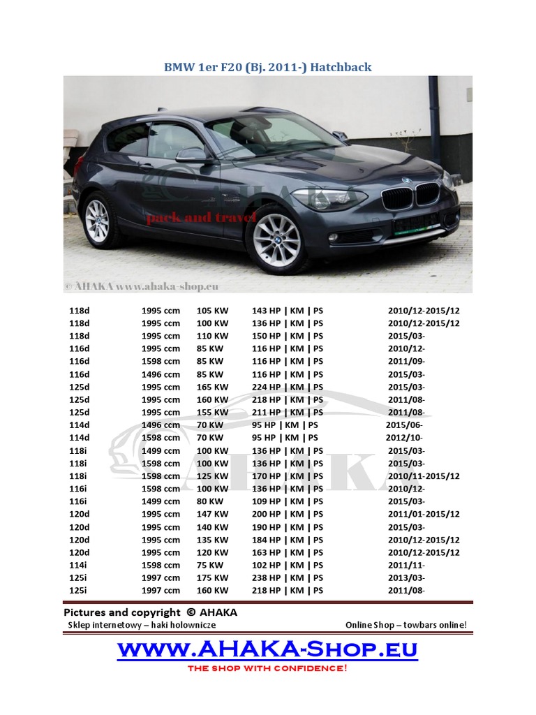 WWW - AHAKA-Shop - Eu: BMW 1er F20 (Bj. 2011-) Hatchback | PDF | Luxury ...