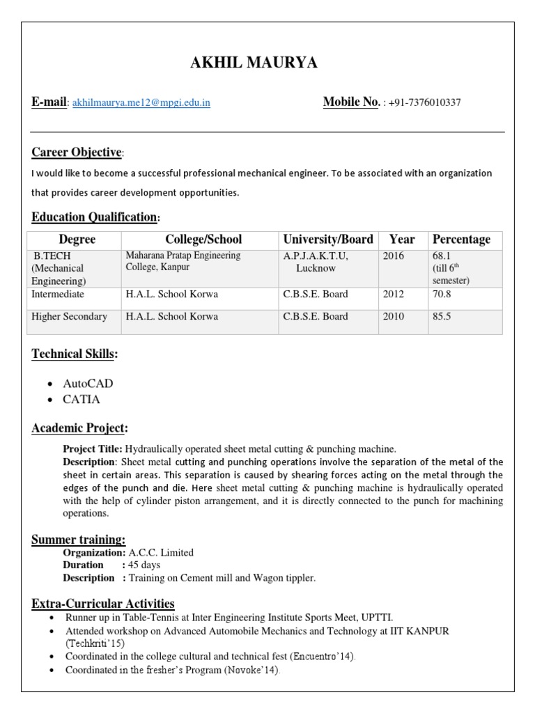 Akhil Maurya Resume | PDF | Engineering | Science