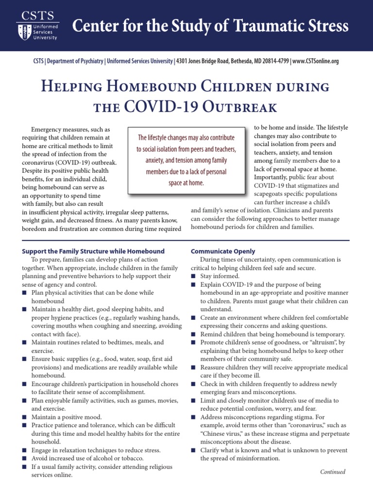 Helping Homebound Children During The COVID-19 Outbreak | PDF | Hygiene ...