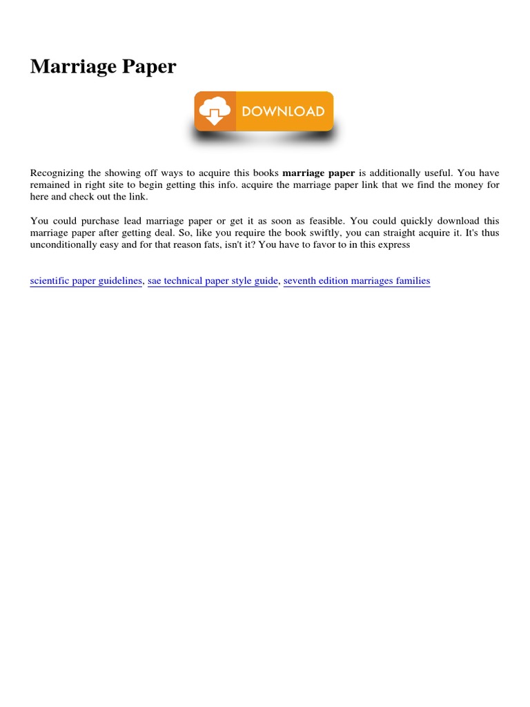 Marriage Paper | PDF