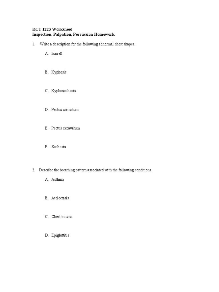 Homework 3 - Inspection, Palpation, Percussion | PDF
