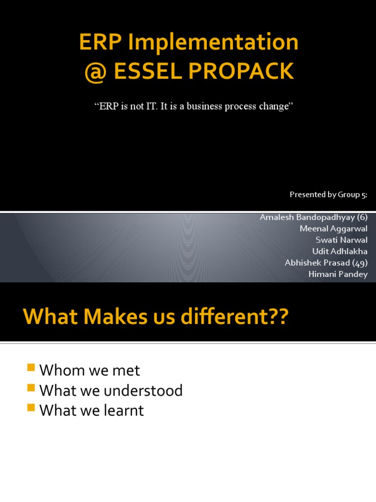 Erp Implementation at Essel Propack | PDF | Enterprise Resource Planning | Computing