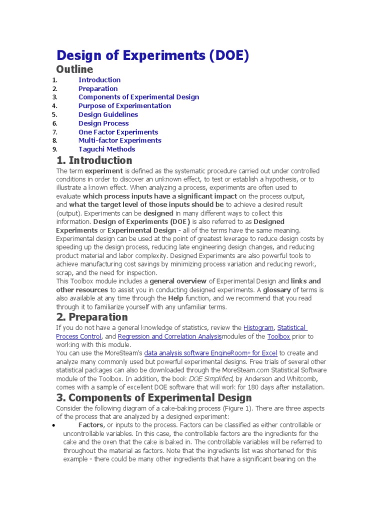 Design of Experiments | PDF | F Test | Experiment