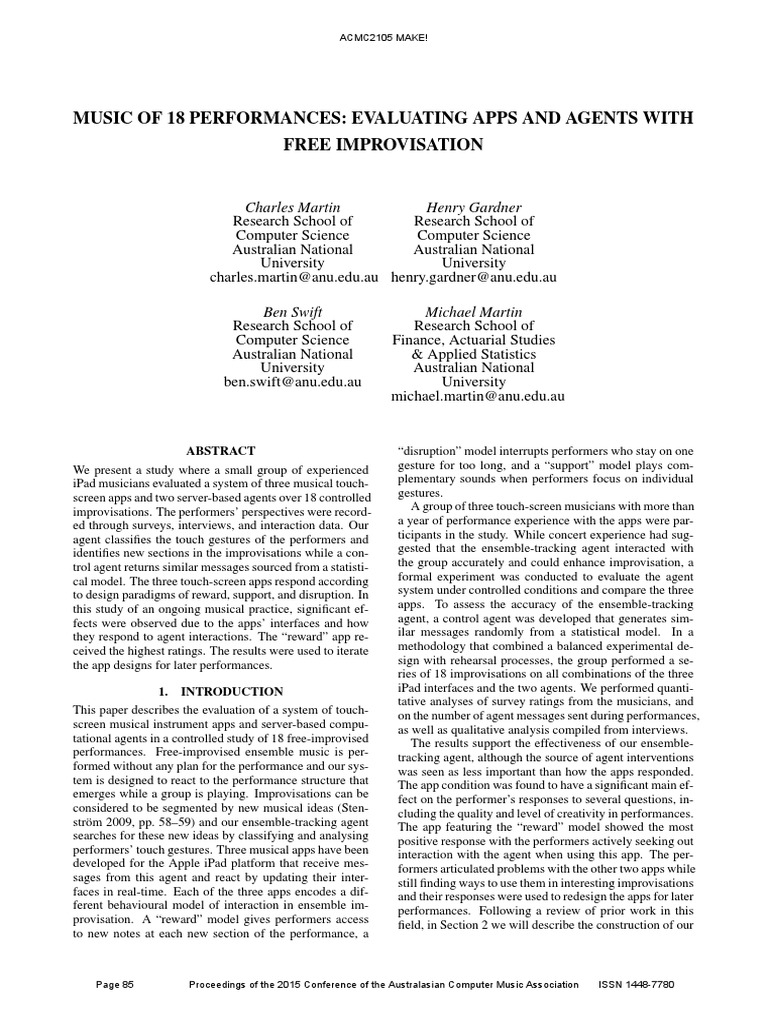 Music of 18 Performances Evaluating Apps | PDF | Ios | Matrix (Mathematics)