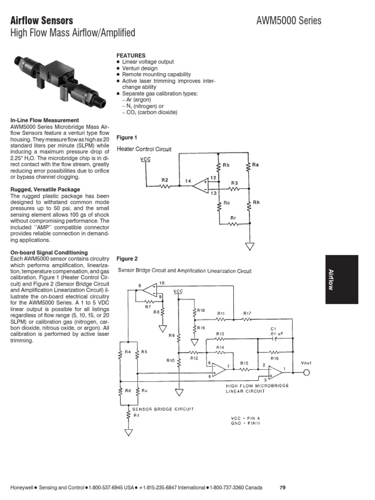 Airflow Sensors AWM5000 Series High Flow Mass Airflow/Amplified ...