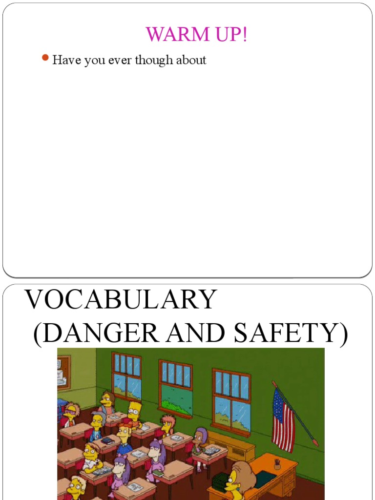 Vocabulary on Danger and Safety | PDF