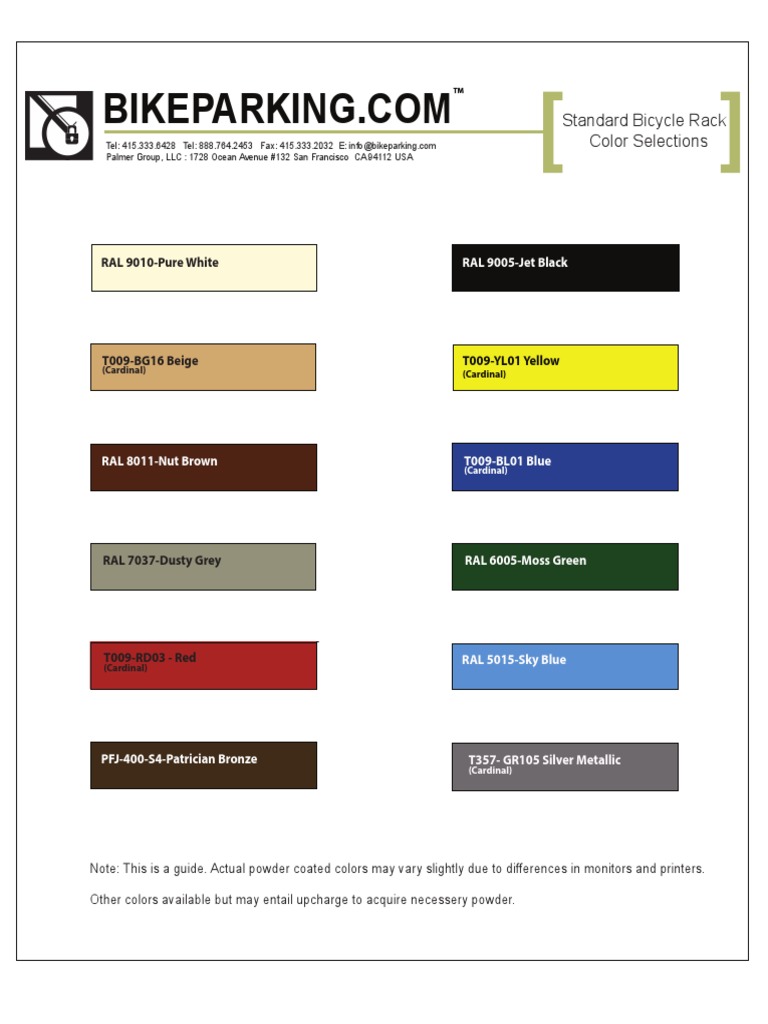 Standard Bicycle Rack Color Selections: RAL 9005-Jet Black | PDF