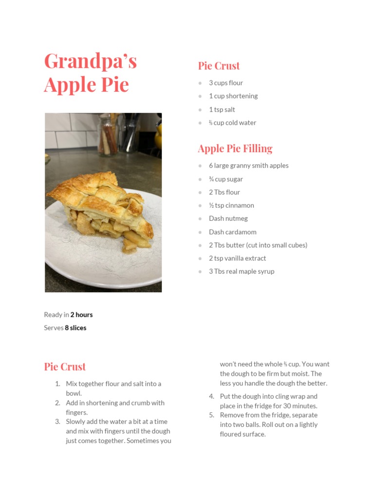 Grandpas Apple Pie | PDF | Breads | Syrup