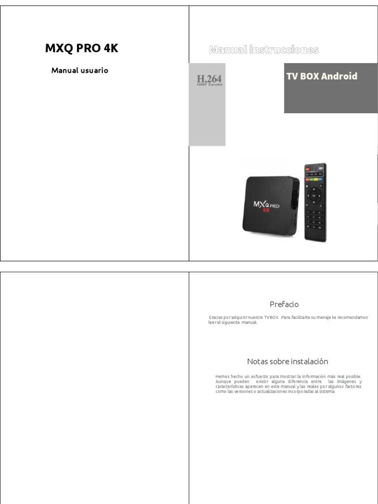 Manual Instrucciones Castellano MXQ Pro TV Box Android PDF | PDF | Wifi ...