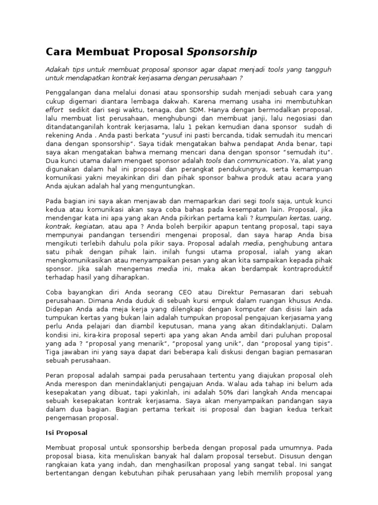 Cara Membuat Proposal Sponsorship Pdf