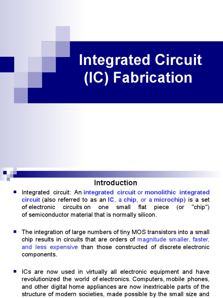 Integrated Circuit (IC) Fabrication | PDF | Integrated Circuit ...