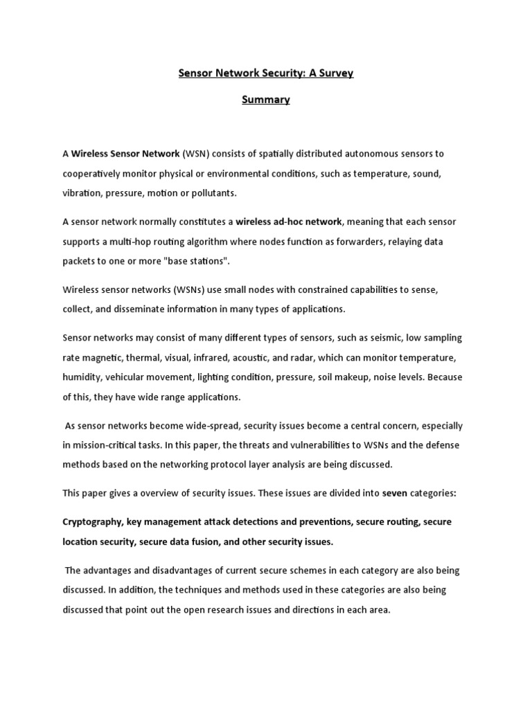 Sensor Network Security Pdf Technology Engineering