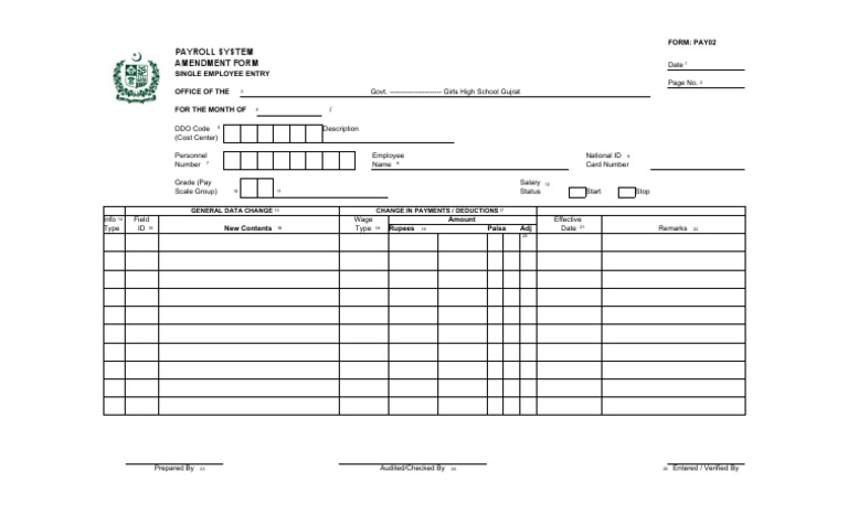 Payroll System Amendment Form | PDF