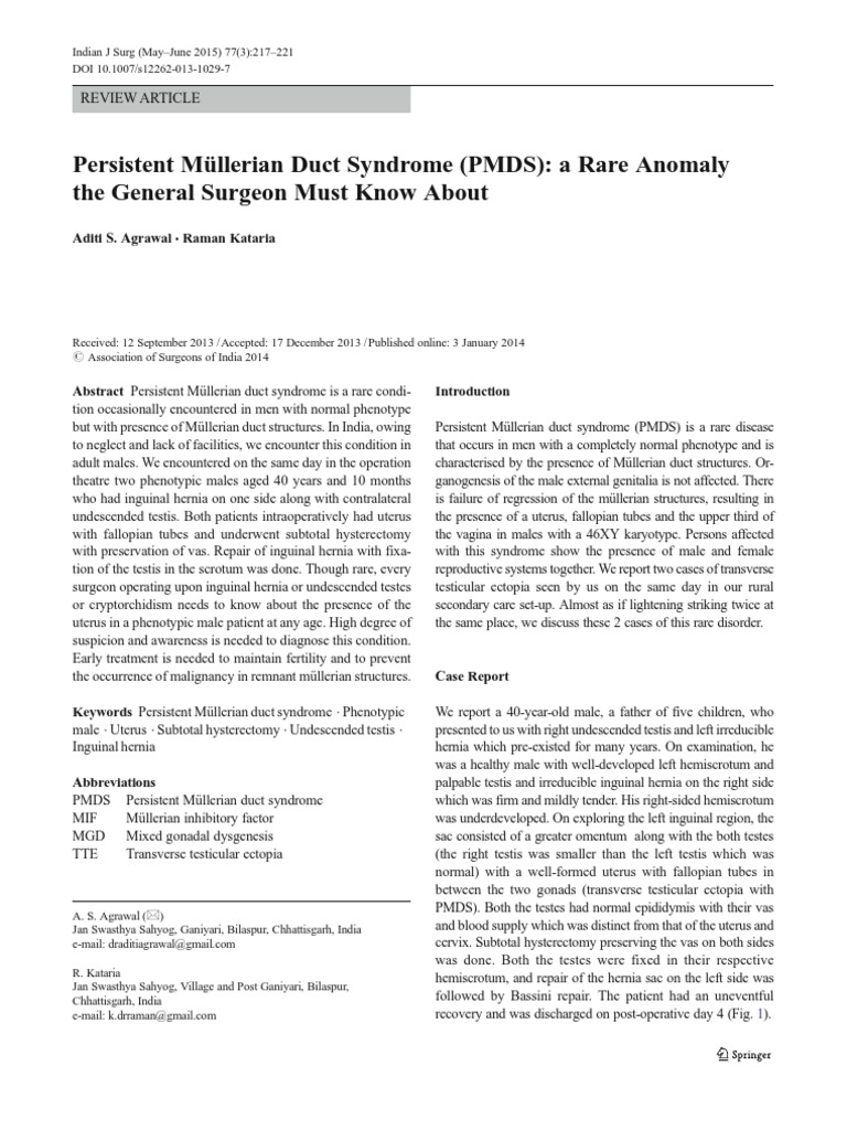 Persistent Müllerian Duct Syndrome in Males | PDF | Mammal Reproductive ...