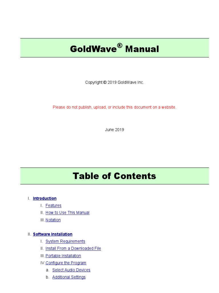 GOLDWAVE Manual PDF | PDF | Installation (Computer Programs) | Usb Flash Drive