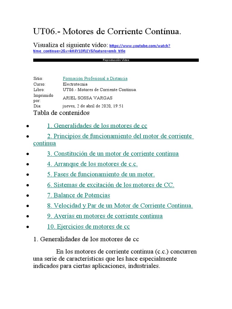 UT06. - Motores de Corriente Contínua. | PDF | Inductor | Corriente eléctrica