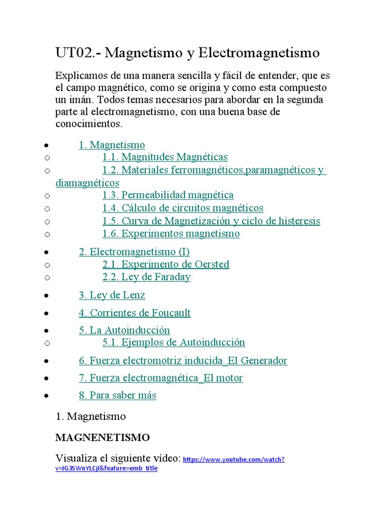 UT02. - Magnetismo y Electromagnetismo | Descargar gratis PDF | Campo magnético | Magnetismo