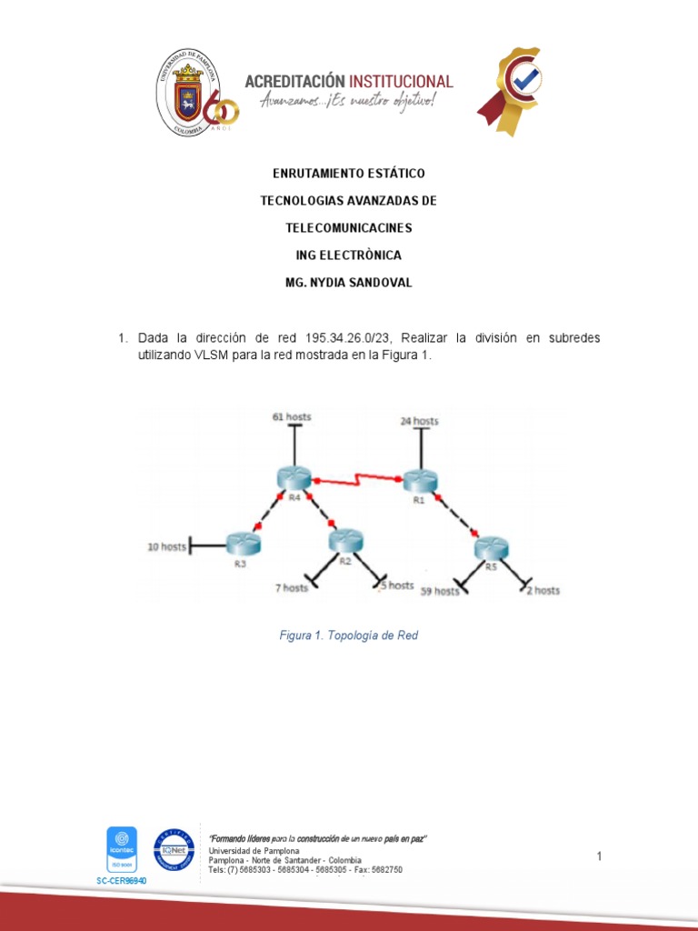 ENRUTAMIENTO ESTÁTICO - Taller | PDF | Dirección IP | Enrutador (Computación)