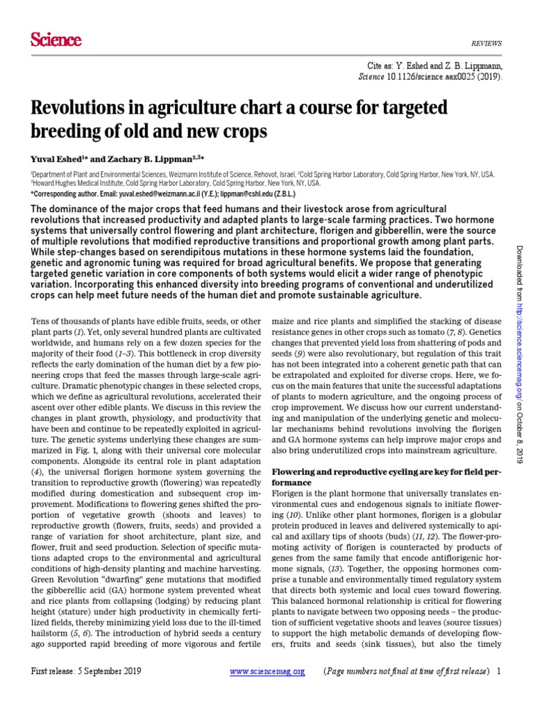 Revolutions in Agriculture Chart A Course For Targeted Breeding of Old ...