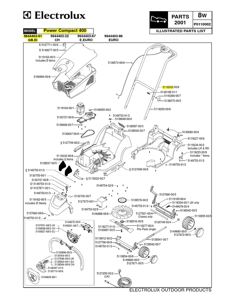 Flymo Power Compact 400 Elec Lawn Mower - 2001-10 PDF | PDF | Lawn ...