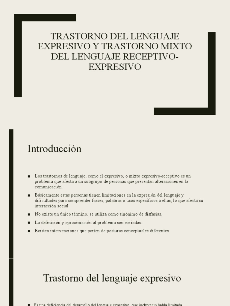 Trastorno Del Lenguaje Expresivo y Trastorno Mixto Del | PDF ...