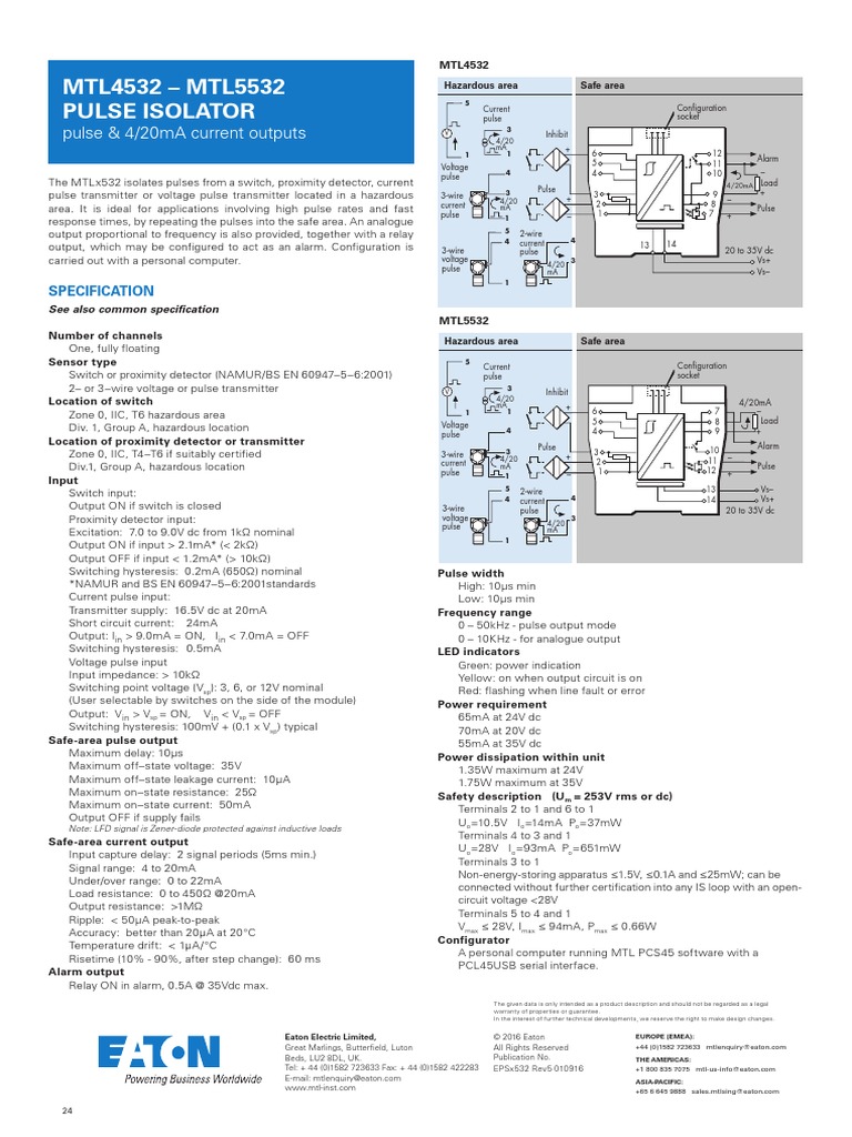 Draft: MTL4532 - MTL5532 Pulse Isolator | PDF | Detector (Radio) | Switch