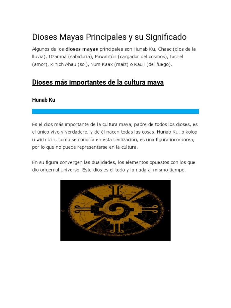 Dioses Mayas Y Su Significado Dioses Prehispánicos